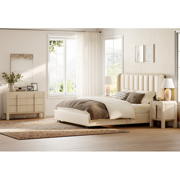 Ebern Designs Adora 6 Drawer Dresser And Nightstand Sets For Bedroom, 3 Pcs Bedroom Set,Night ...